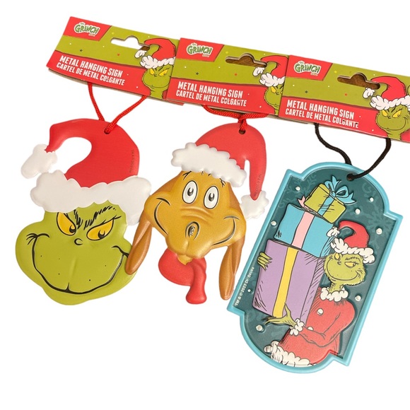 Dr. Seuss | Holiday | The Grinch Metal Hanging Sign Set Of 3 | Poshmark